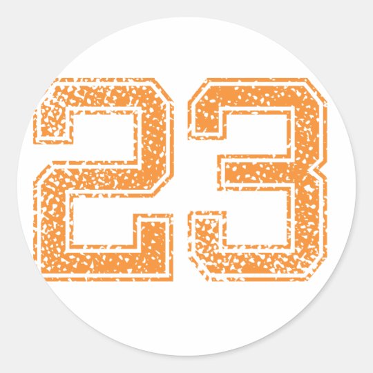 Orange Sports Jerzee Number 23.png Classic Round Sticker | Zazzle.com.au