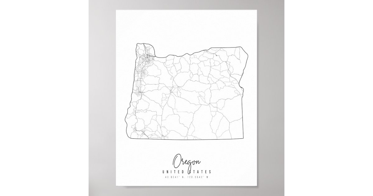 Oregon Minimal Street Map Poster | Zazzle