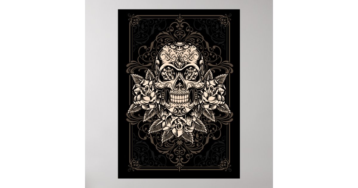 Ornate Sugar Skull Poster | Zazzle