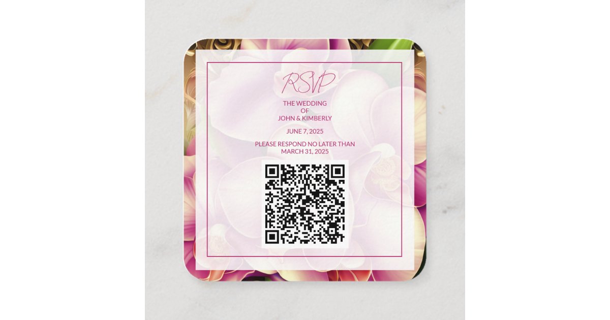 Ornate Wedding QR Code RSVP Enclosure Card | Zazzle