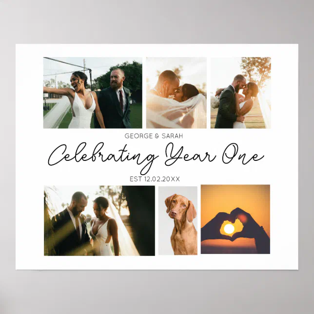 our first Year Together Wedding Anniversary 6Photo Poster | Zazzle