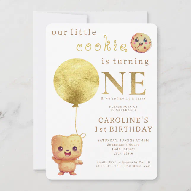 Our Little Cookie Is Turning ONE Cute 1st Birthday Invitation | Zazzle