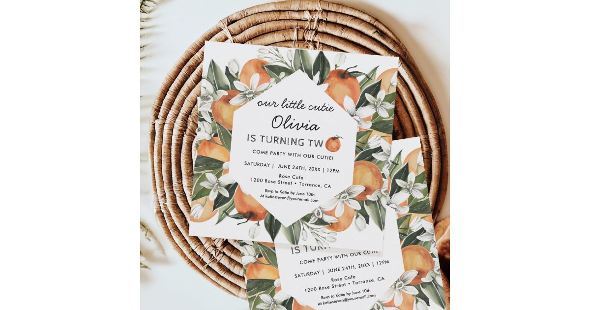 Our Little Cutie Turning Two 2nd Birthday Party Invitation | Zazzle