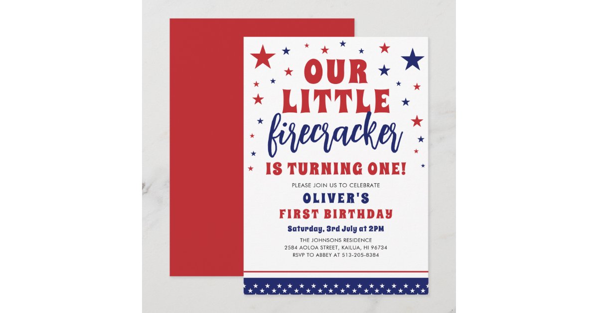 Our Little Firecracker 1st Birthday Party Invitation | Zazzle