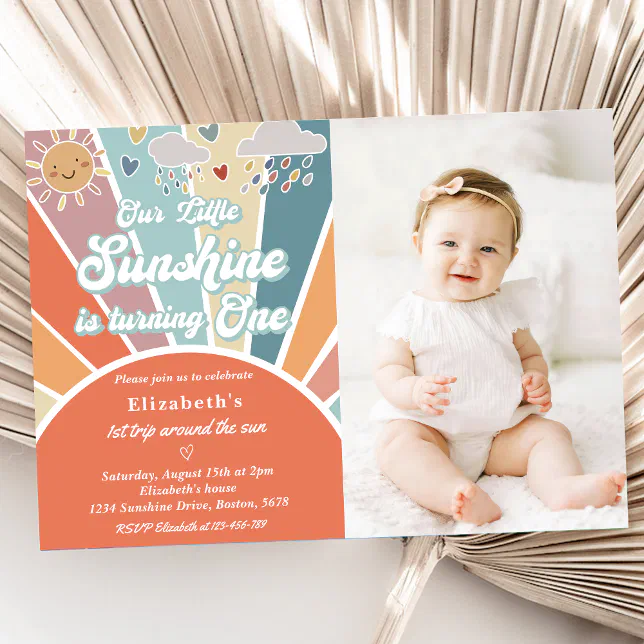 Our Little Sunshine Is Turning One 1st Birthday Invitation | Zazzle