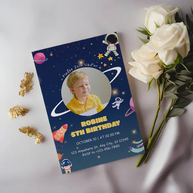 Out of This World Space Birthday Invitation | Zazzle