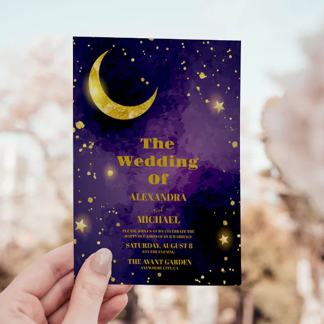 Outer Space Universe Purple Galaxy Wedding Invitation | Zazzle