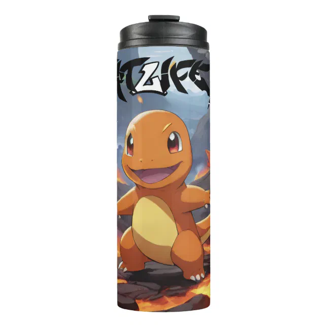 Painted Pokémon Charmander in Volcano Thermal Tumbler | Zazzle