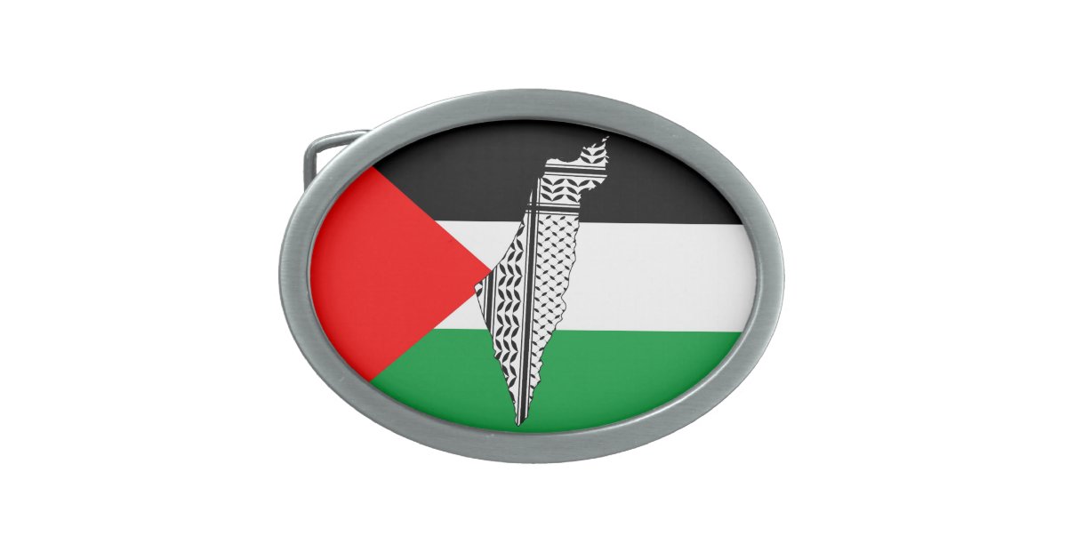Palestine Flag and Map with Keffiyeh Pattern Belt Buckle | Zazzle