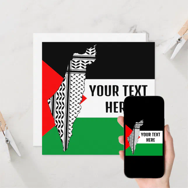 Palestine Flag and Map with Keffiyeh Pattern Invitation | Zazzle