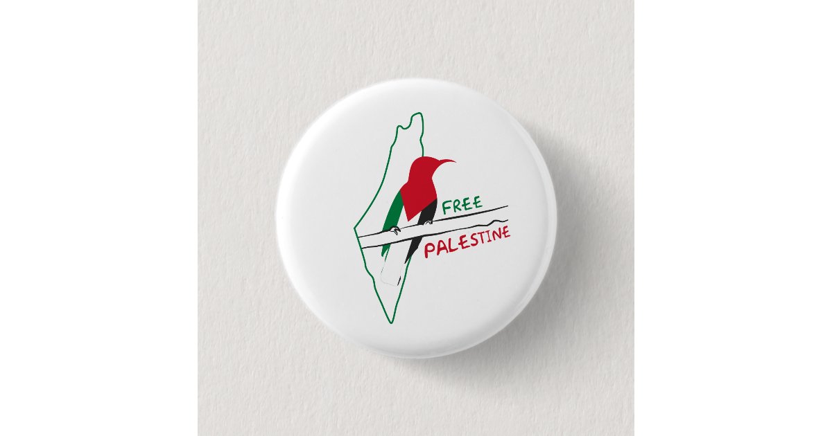 Palestinian flag map bird keychain 3 cm round badge | Zazzle