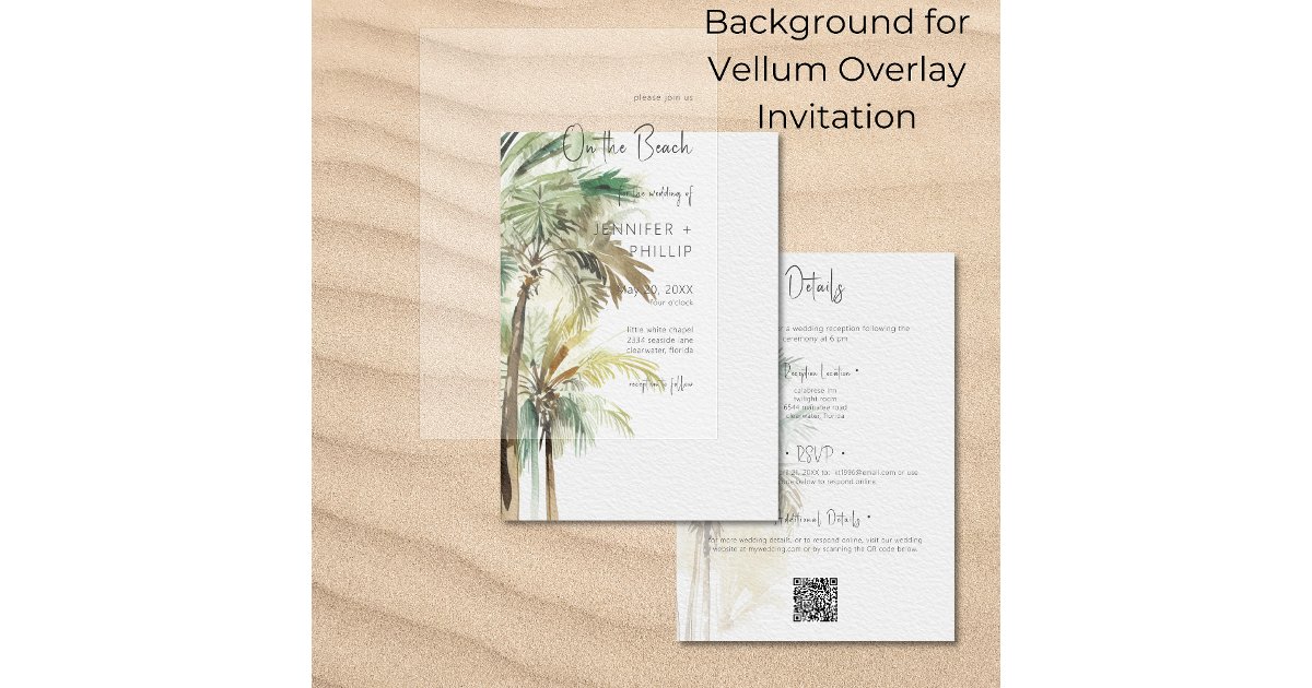 Palm Trees Modern Vellum Background Wedding Invitation | Zazzle