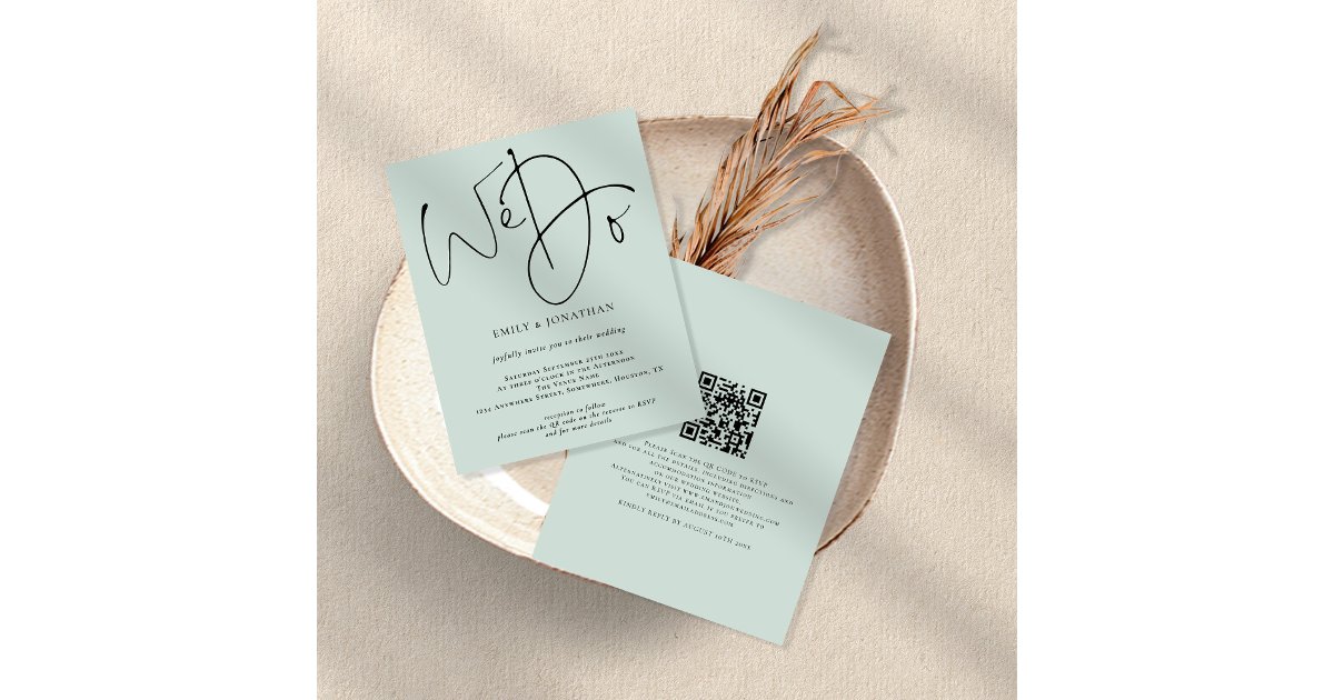 PAPER We Do Mint QR Code Wedding Invite | Zazzle