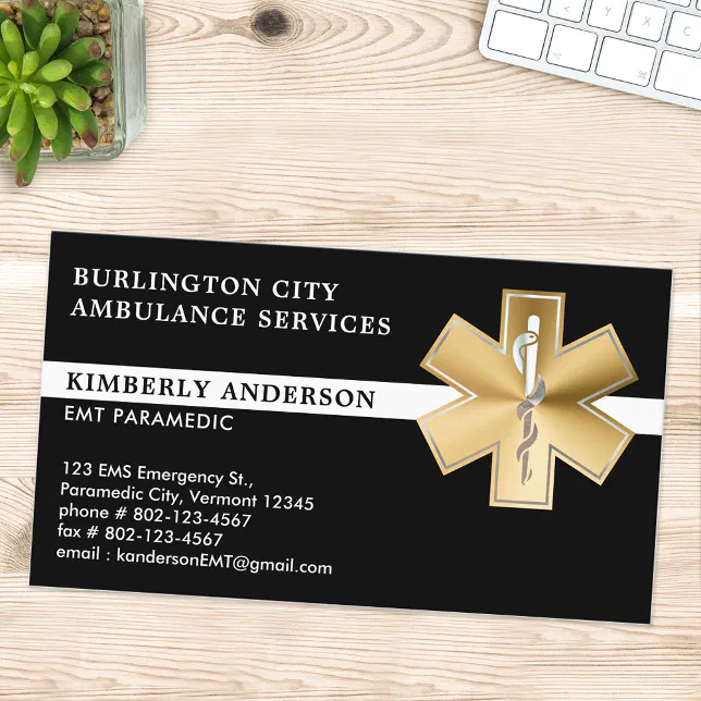 Paramedic EMS EMT Ambulance Emergency Medical Logo Business Card | Zazzle
