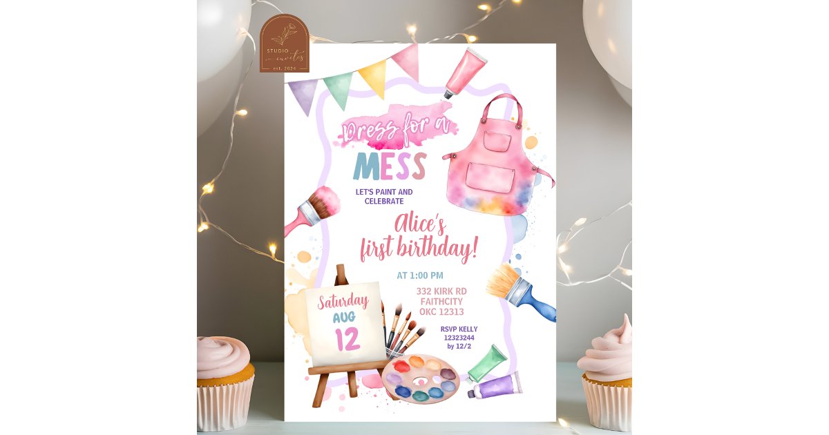 Pastel Colour Dress For a Mess Birthday party Invitation | Zazzle