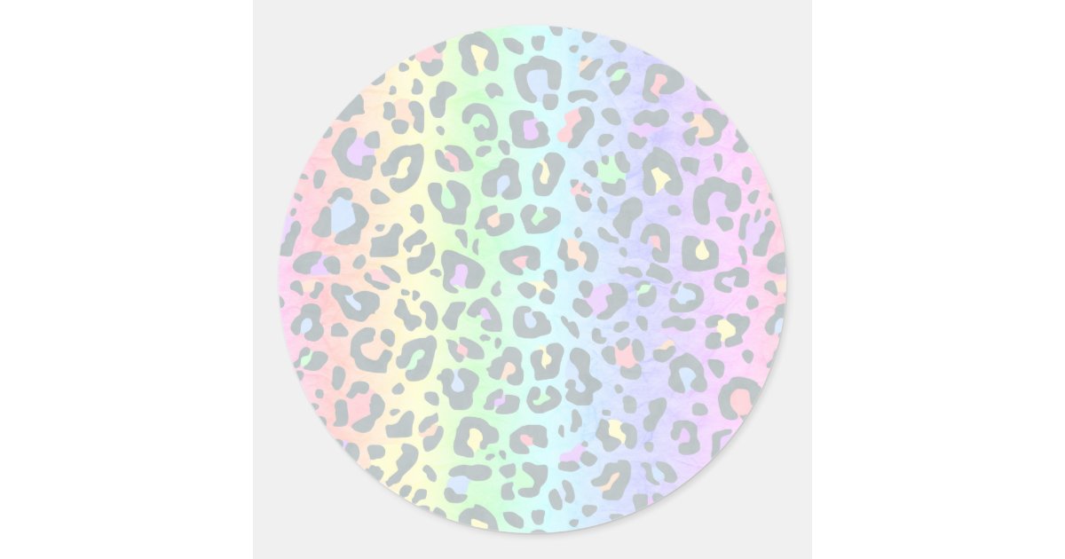 Pastel Rainbow Leopard Print Classic Round Sticker | Zazzle