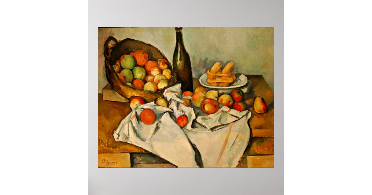 paul cezanne still life with a basket of apples poster | Zazzle