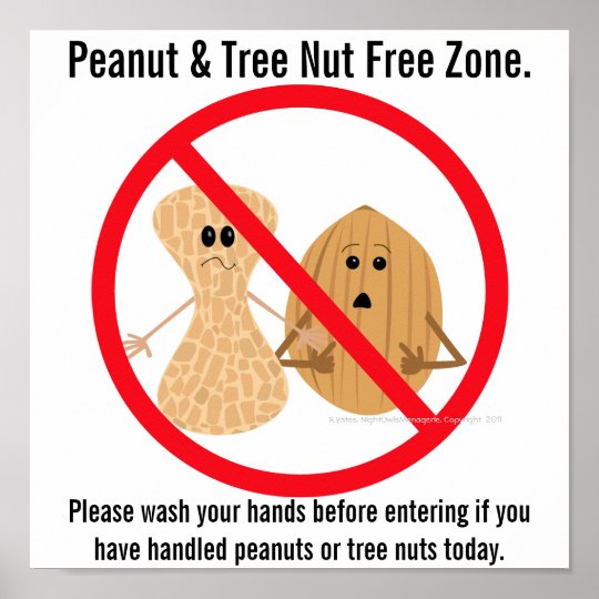 Peanut & Tree Nut Free Zone Food Allergy Print | Zazzle.com.au