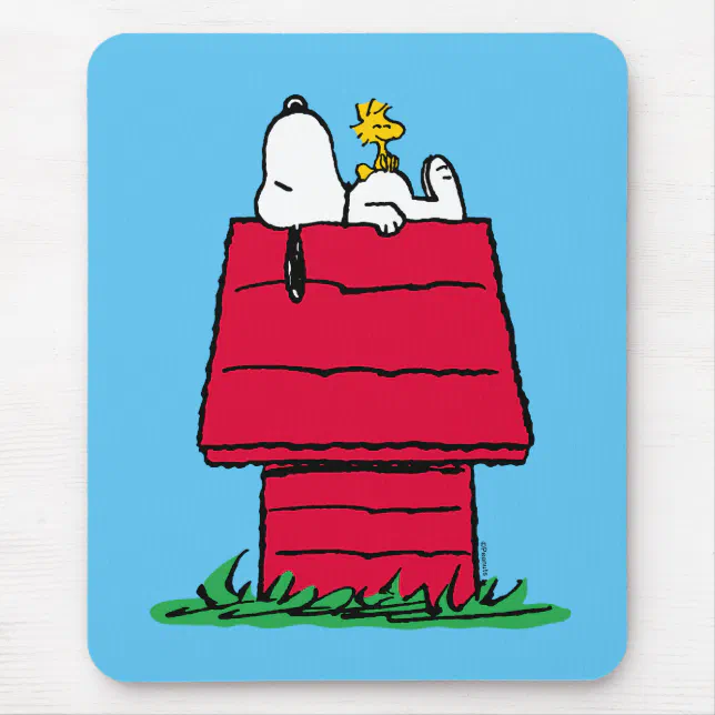 Peanuts | Snoopy & Woodstock Doghouse Mouse Pad | Zazzle