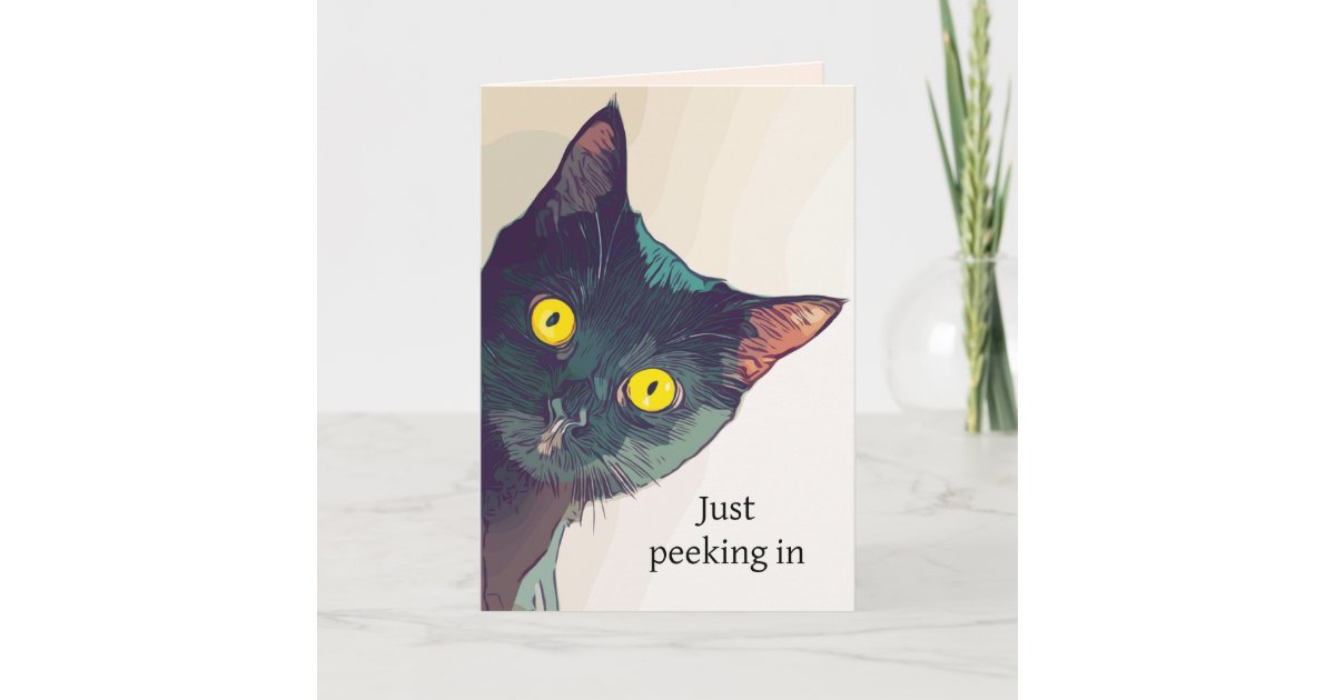 Peeking Cat Design Greeting Card | Zazzle
