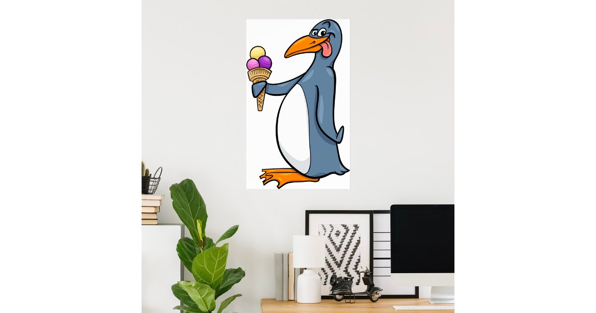 Penguin With Ice Cream Poster | Zazzle
