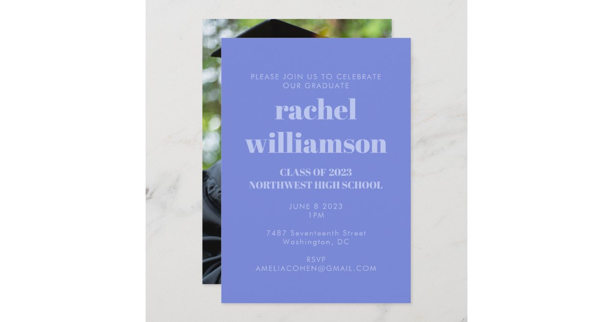 Periwinkle Class of 2024 Photo Graduation Party Invitation | Zazzle
