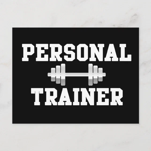 Personal Trainer Black and White Dumbell Training Postcard | Zazzle