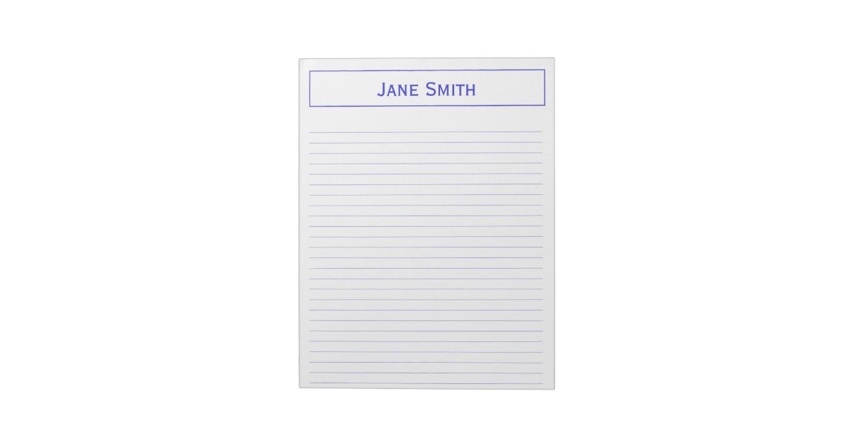 Personalise: Corporate Minimal Blue and White Notepad | Zazzle