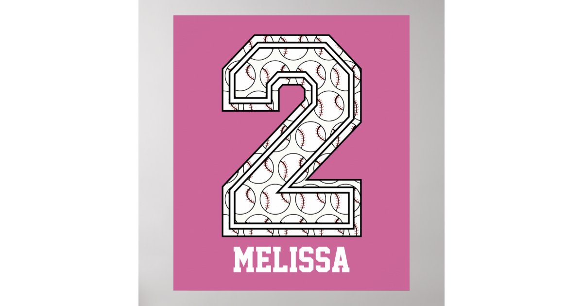 Personalised Baseball Number 2 Poster | Zazzle