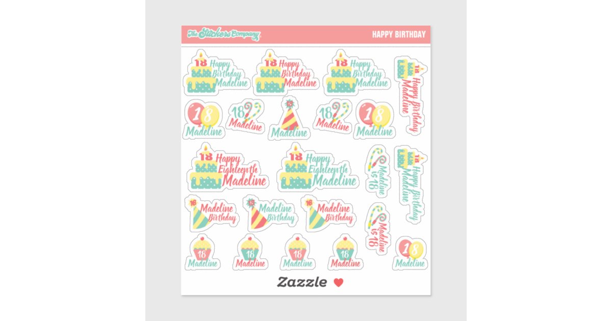 Personalised Birthday Labels | Custom Stickers | Zazzle