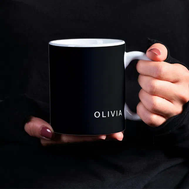 Personalised Black & Name Monogram | Elegant Coffee Mug | Zazzle