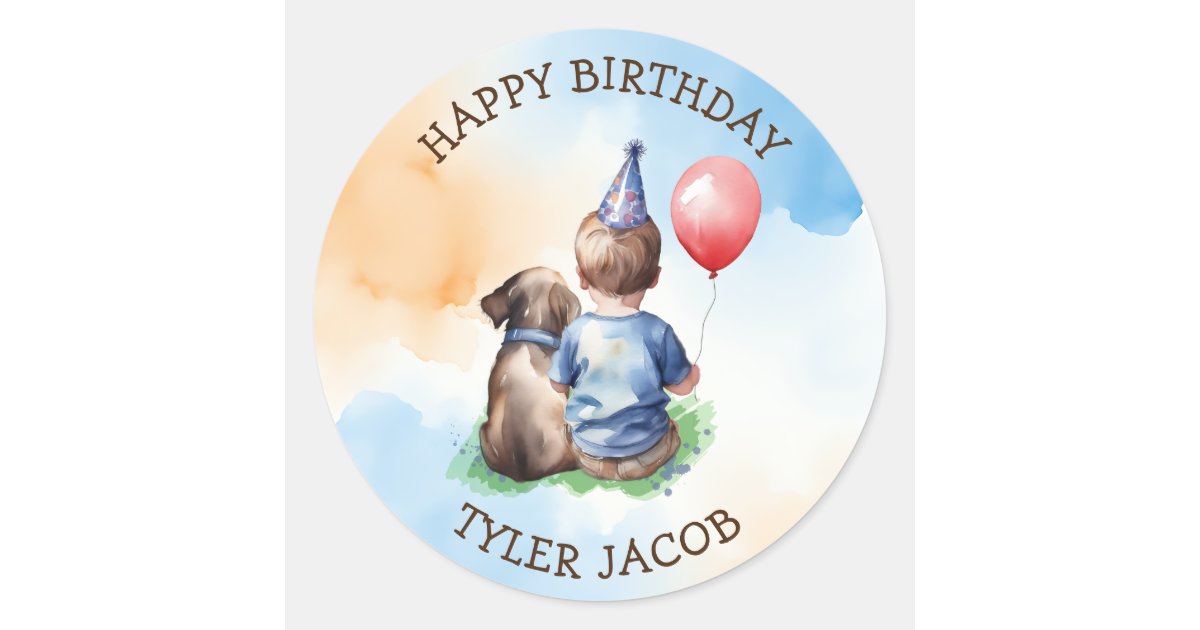 Personalised Boy's First Birthday Classic Round Sticker | Zazzle