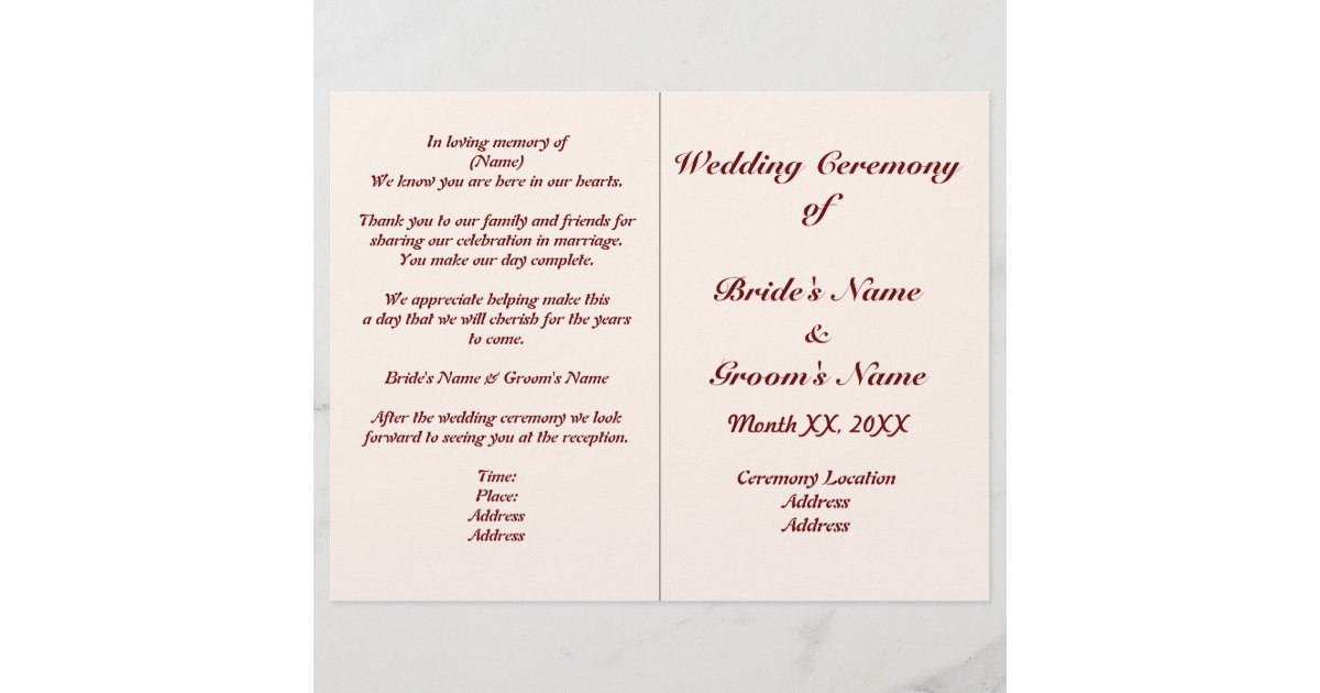 Personalised Bride and Groom Wedding Program Flyer | Zazzle