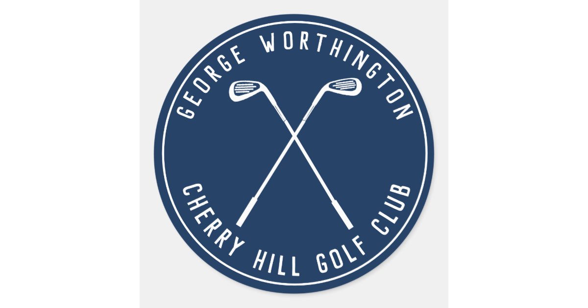 Personalised classic custom golf club navy round sticker | Zazzle