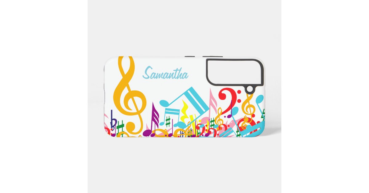 Personalised Colourful Jumbled Music Notes Samsung Galaxy S22 Case | Zazzle