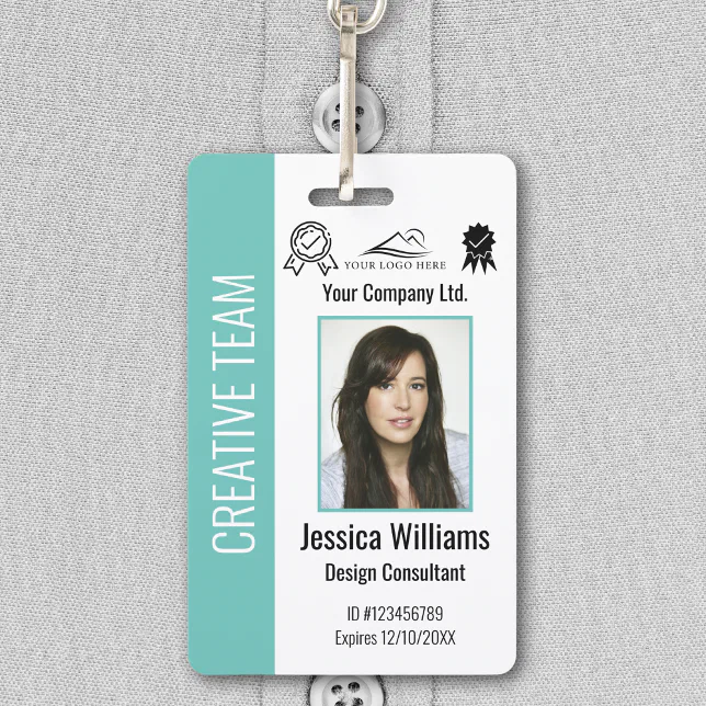 Personalised Corporate Employee ID Badge Teal | Zazzle