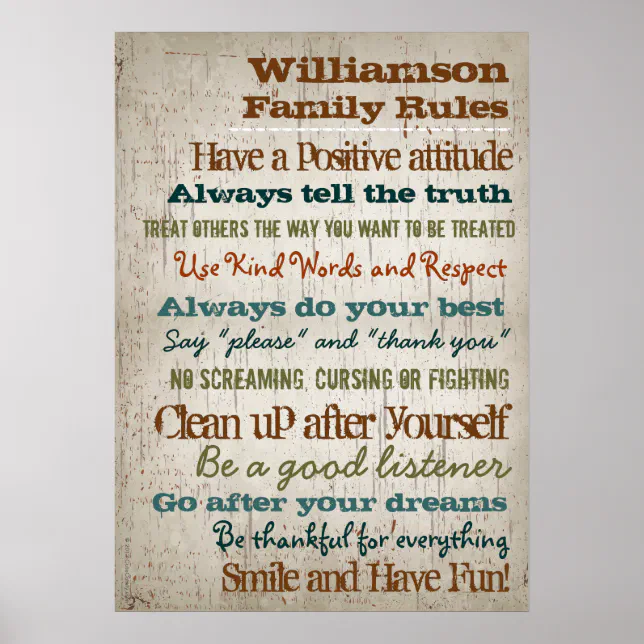Personalised Family Rules House Sign | Zazzle