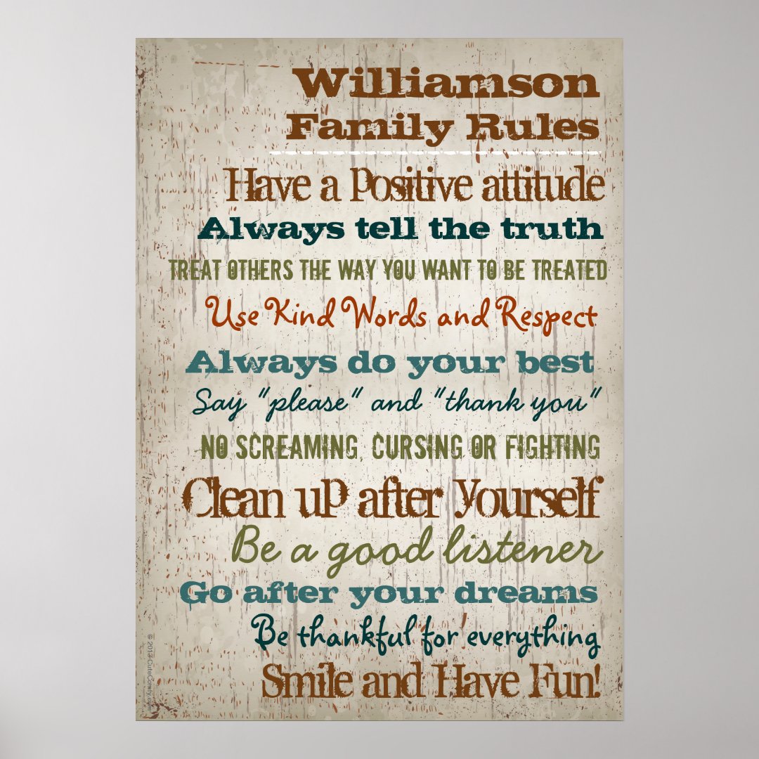 Personalised Family Rules House Sign | Zazzle