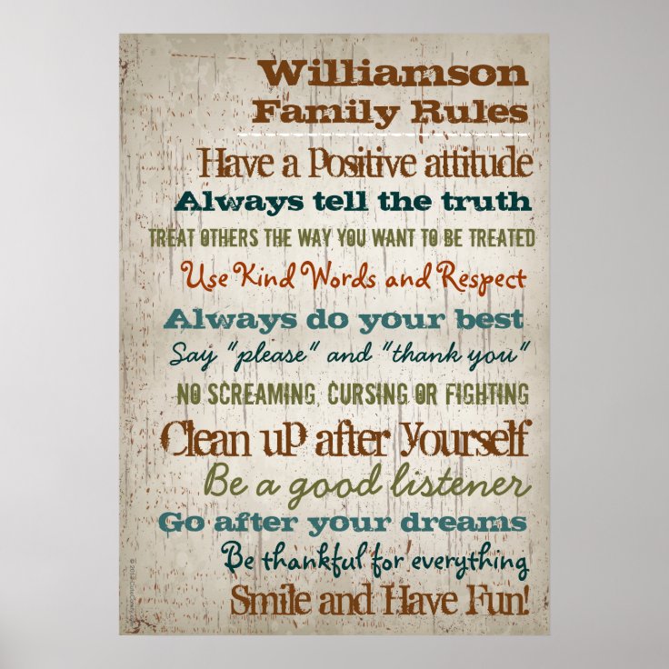 Personalised Family Rules House Sign | Zazzle