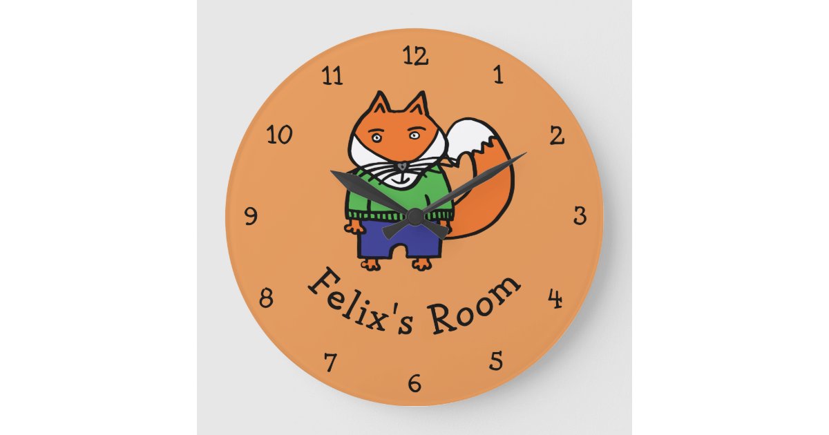 Personalised Felix the Fox Large Clock | Zazzle