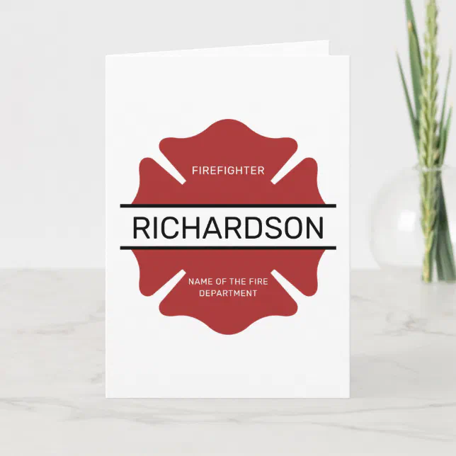 Personalised Firefighter Red Logo Symbol Card | Zazzle