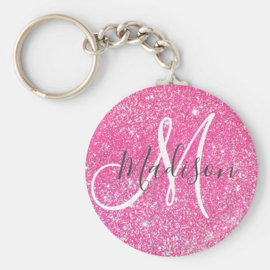 Personalised Girly Hot Pink Glitter Sparkle Name Key Ring | Zazzle.com.au
