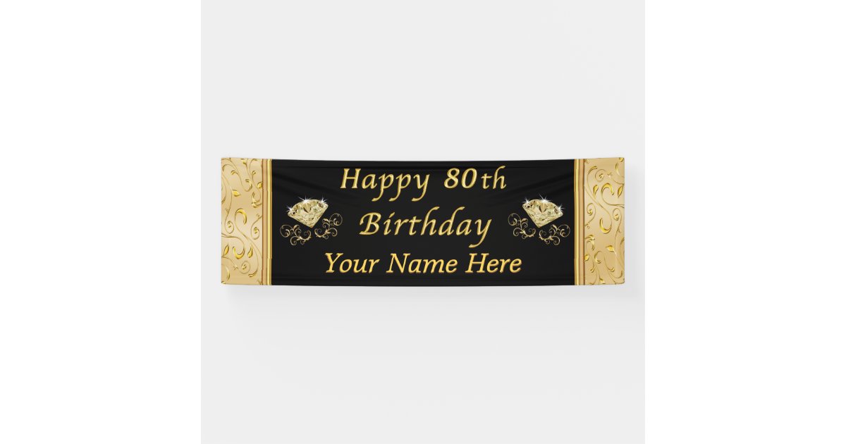 Personalised Happy 80th Birthday Banner | Zazzle