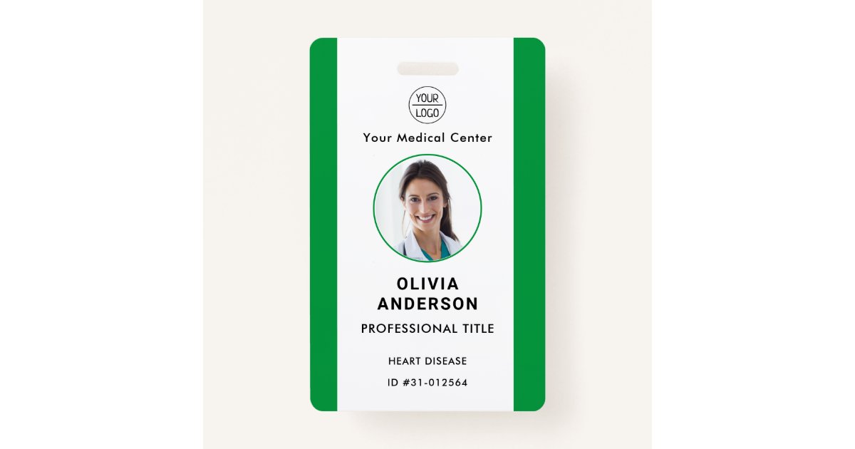 Personalised Hospital Employee Logo & Photo ID Bad ID Badge | Zazzle