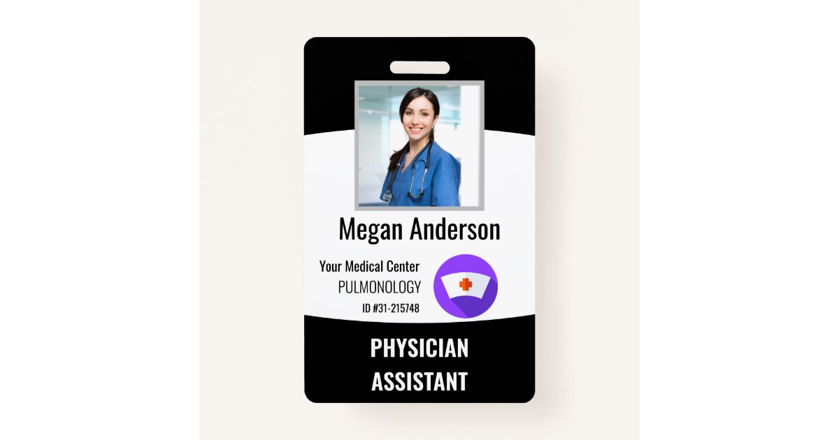 Personalised Hospital Employee Logo & Photo ID Bad ID Badge | Zazzle