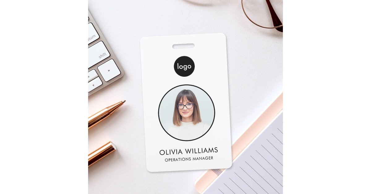 Personalised Modern Custom Employee Photo ID Badge | Zazzle