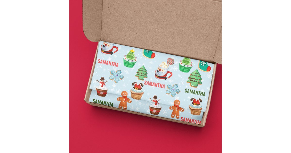 Personalised Name Christmas Cookie Cupcake Tissue Paper | Zazzle