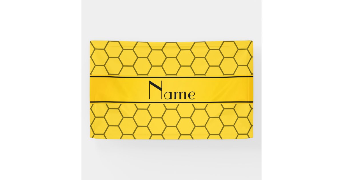 Personalised name yellow honeycomb banner | Zazzle