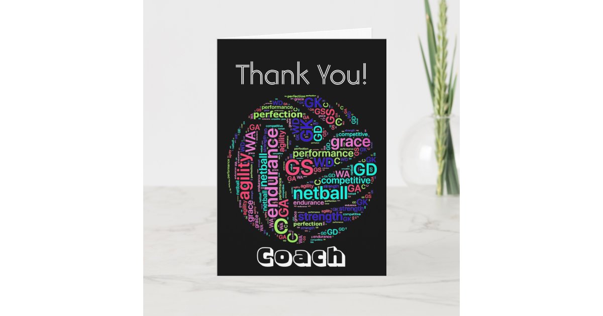 Personalised Netball Coach Thank You Card | Zazzle