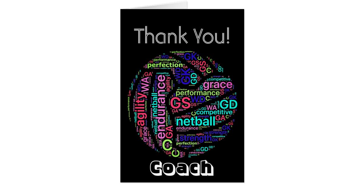Personalised Netball Coach Thank You Card | Zazzle.com.au